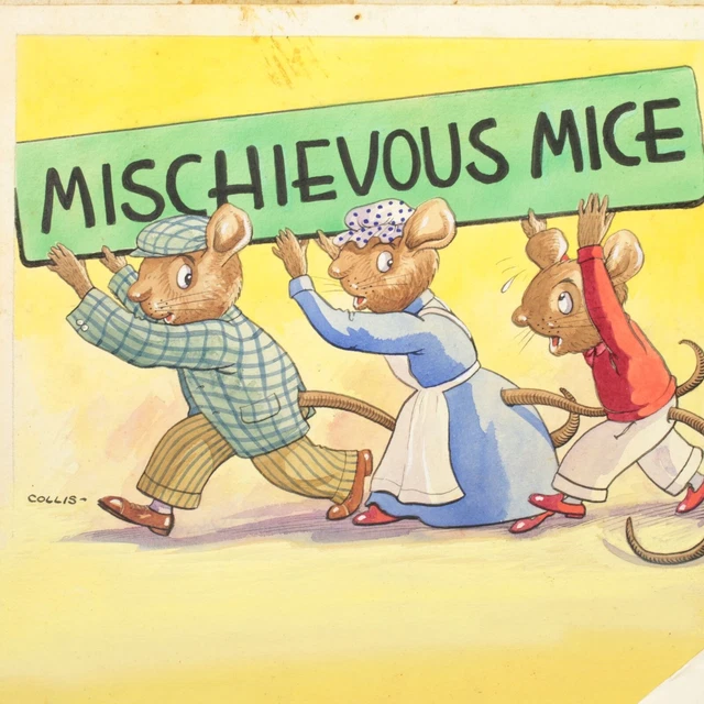 COLLIS CHILDRENS BOOK cover illustration painting antique Mischievous ...