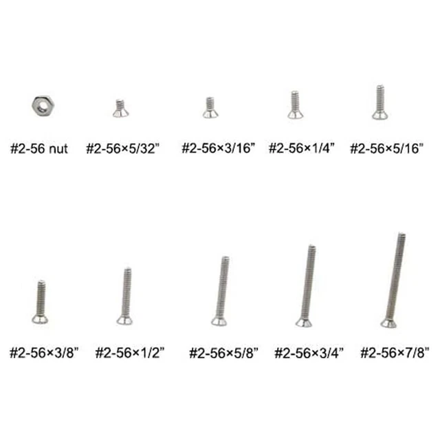 220PCS #2-56 SCREWS Nuts Assortment Kit Machine Screws Electronic ...