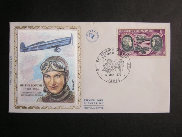 FDC ENVELOPPE 1ER JOUR 1972 HELENE BOUCHER POSTE AERIENNE OBLITERATION PARIS EUR 2,90 - PicClick FR