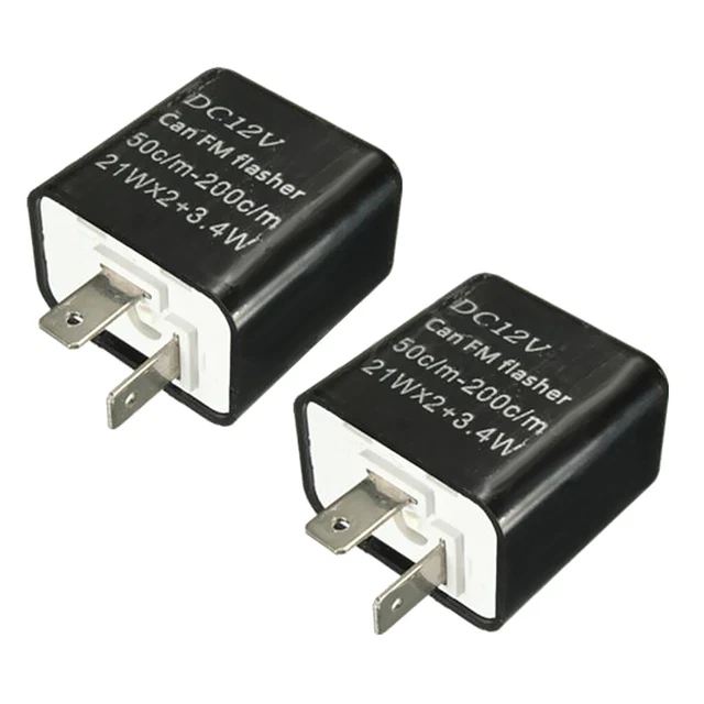 2X BLACK 12V 2-Pin Adjustable LED Flasher Relay Fix Turn Signal Flash £ ...