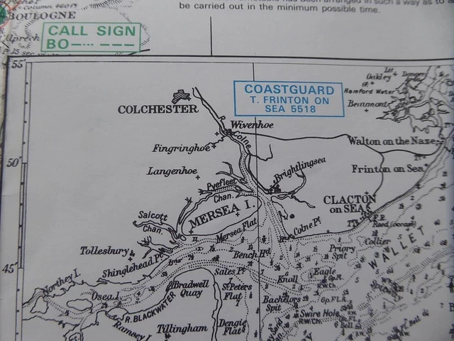 RARE RADIO BEACON Chart Morse Code Map English Channel Freq Codes Lv ...