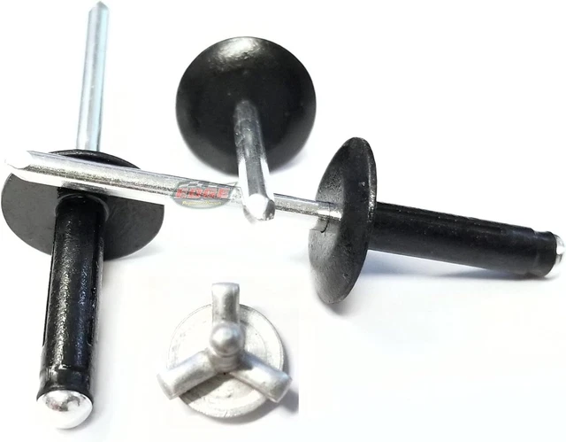 BLACK EXPLODING POP Rivets 3/16" Tri-Fold Large Head Aluminum Mandrel ...