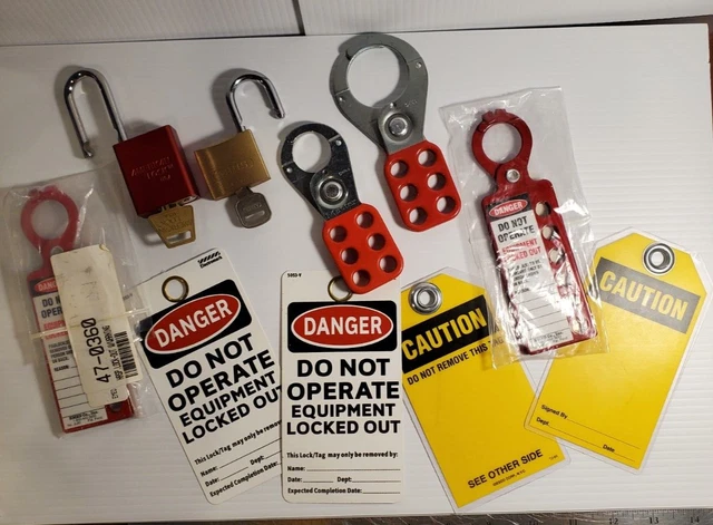 HEAVY DUTY TAGOUT Hasps Lock Out Locks Keys Danger Caution Tags 10 ...