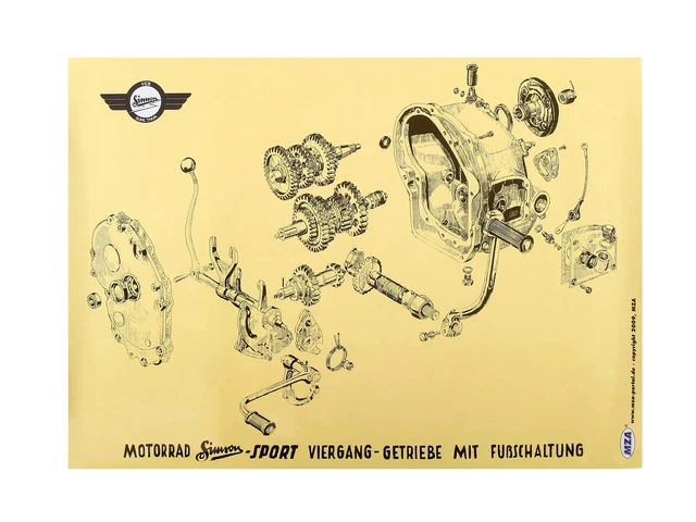 EXPLOSIONSDARSTELLUNG FARBPOSTER (72X50CM) Simson AWO 425 Viergang ...