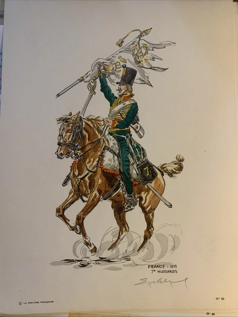 E. LELIEPVRE LITHO SÉRIE N.80 FRANCE 7e HUSSARDS 1815 NAPOLÉON Ier EUR ...