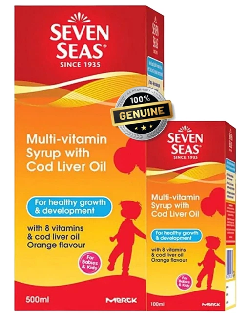 SEVEN SEAS MULTIVITAMIN Syrup 100ml & 500ml Cod Liver Oil Orange Flavor ...