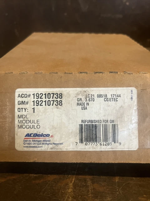 ACDELCO 19210738 POWERTRAIN Control Module AC Delco Refurbished $105.00 ...