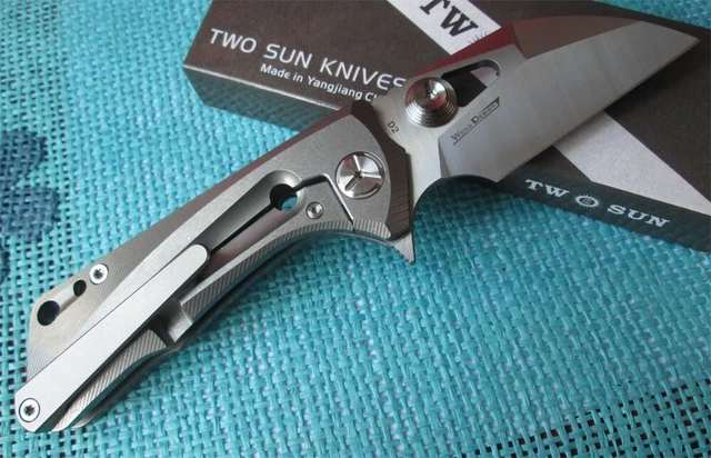 COUTEAU PLIANT DE poche à flipper en titane Twosun D2 Micarta TC4 TS138-D2-Micata EUR 51,16 ...