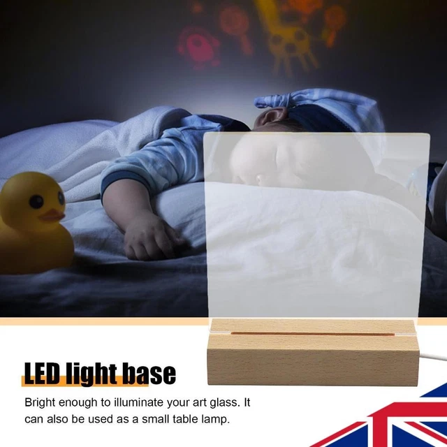 LED WOOD DISPLAY Base-Rectangle Crystal USB Lighted Stand for Resin Art £5.23 - PicClick UK