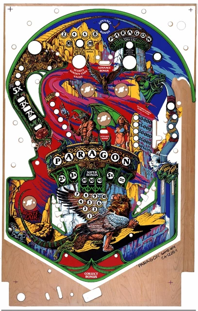 BALLY PARAGON PINBALL Machine Playfield Overlay EUR 208,71 - PicClick FR