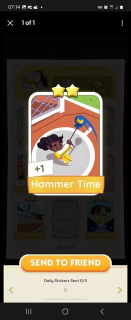 MONOPOLY GO STICKER Fast Send Hammer Time Set 7 T £2.45 - PicClick UK