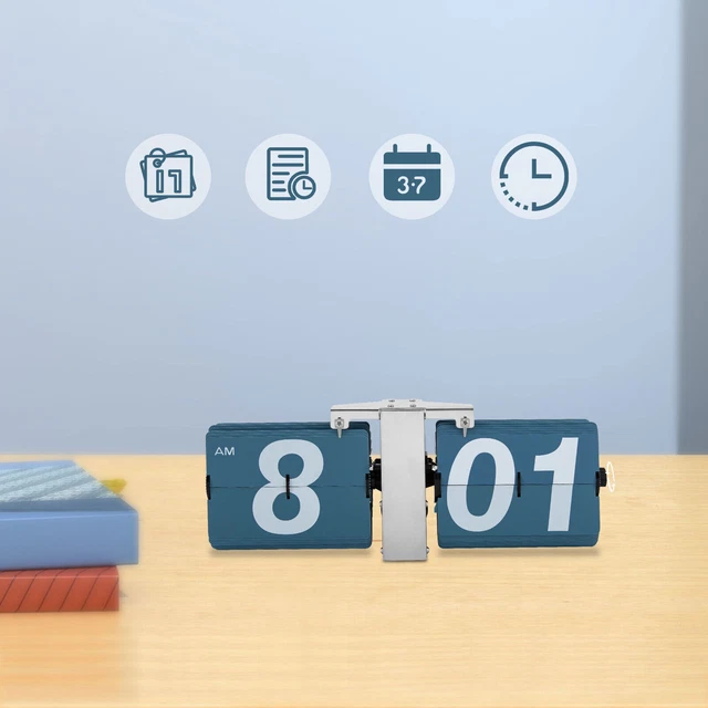 MODERN DIGITAL MECHANICAL Retro Auto Flip Down Clock with Internal Gear ...