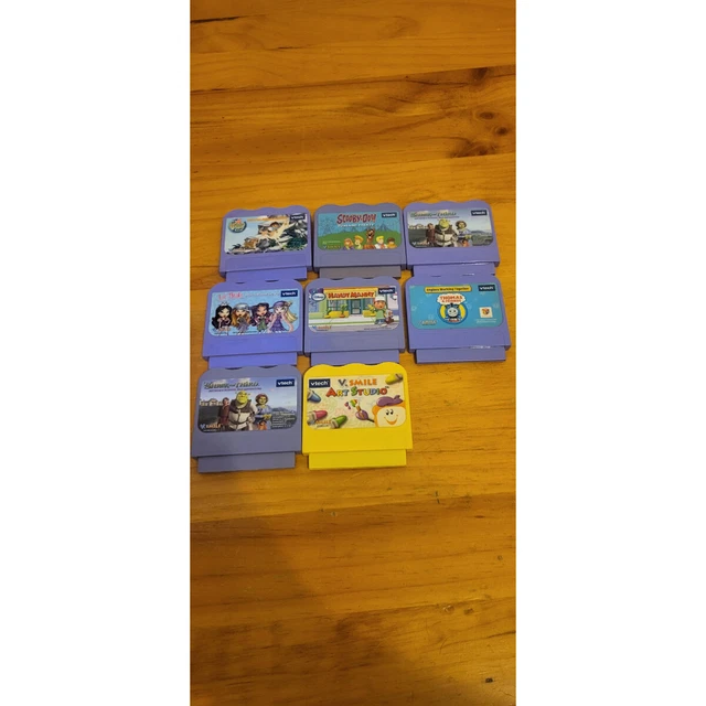 LOT 8 VTECH Scooby-Doo, Shrek, Thomas, Dora Multiple Game Cartridges ...