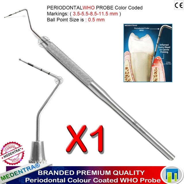 PERIODONTAL DETAILS PROBES COLOR CODE WHO Periodontal Probes New Lab £ ...