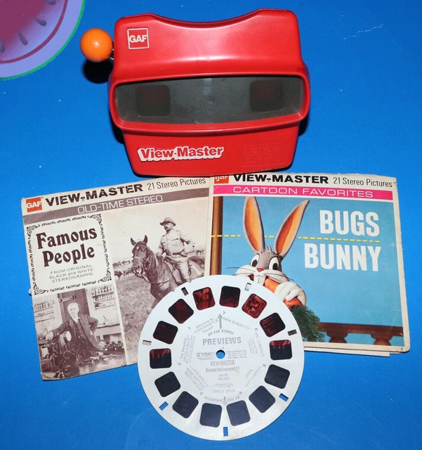 GAF VIEWER VIEW-MASTER 3D with 2 Reel Packs Famous People / Bugs Bunny ...