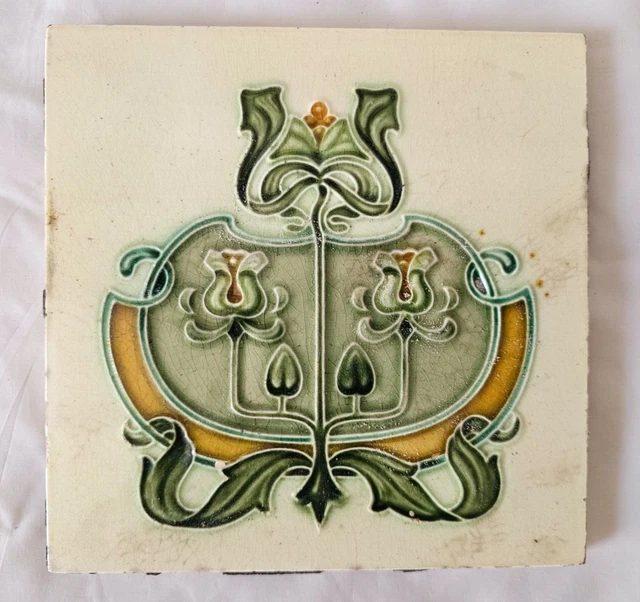 GORGEOUS ART NOUVEAU Design 6 Inch Tile, English Antique (B) £35.00 ...