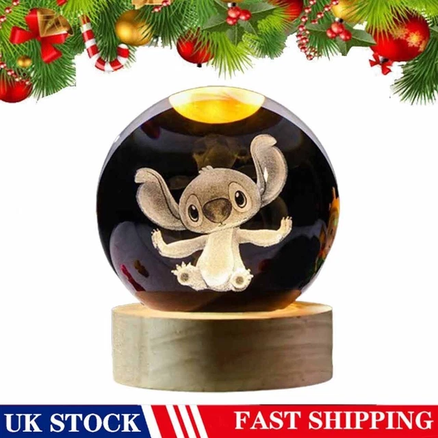 DISNEY STITCH 3D Crystal Ball Night Light Laser Carving Children's ...