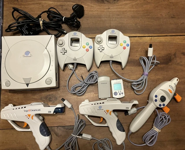SEGA DREAMCAST BUNDLE, Console & Vmu, 2 Controllers, 2 Guns, 9 Games Fishing Rod £150.00 ...