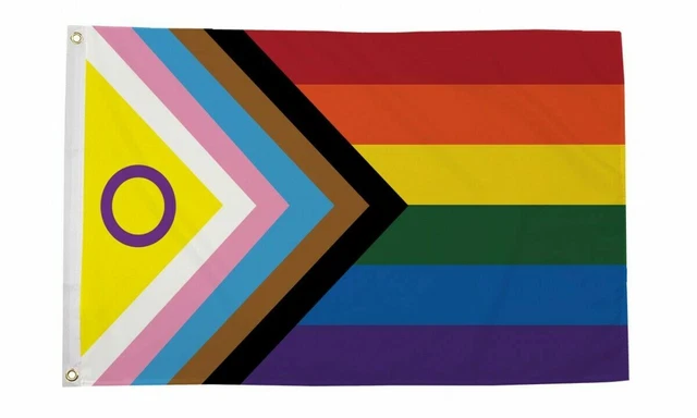 Intersex Progress Pride Flag Banner 5 X 3ft Inclusive Rainbow Lgbtq