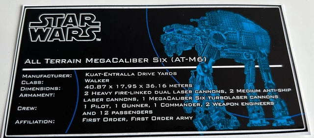 LEGO STAR WARS UCS Style Sticker for 75189 AT-M6 All Terrain ...