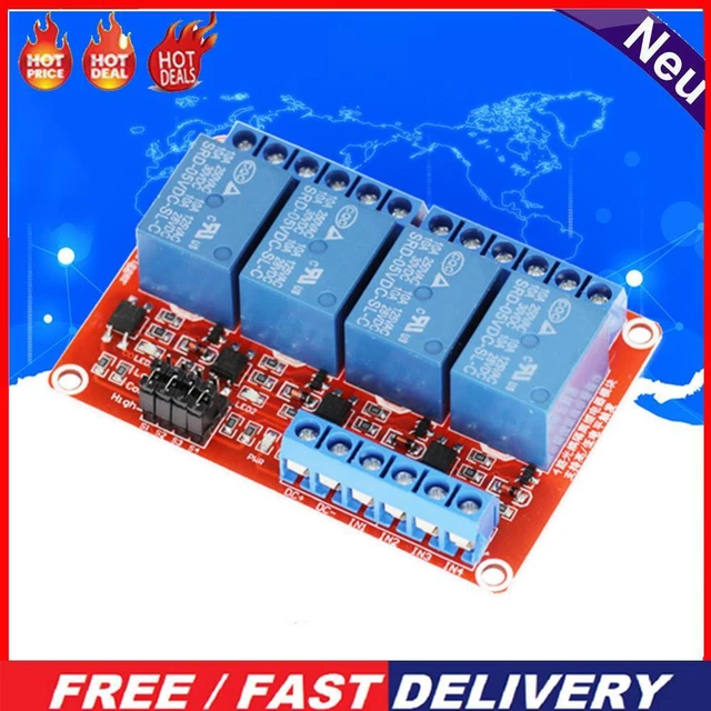 1/2/4/8 CHANNEL RELAY Switch Module with Optocoupler 5V 12V 24V (4 ...