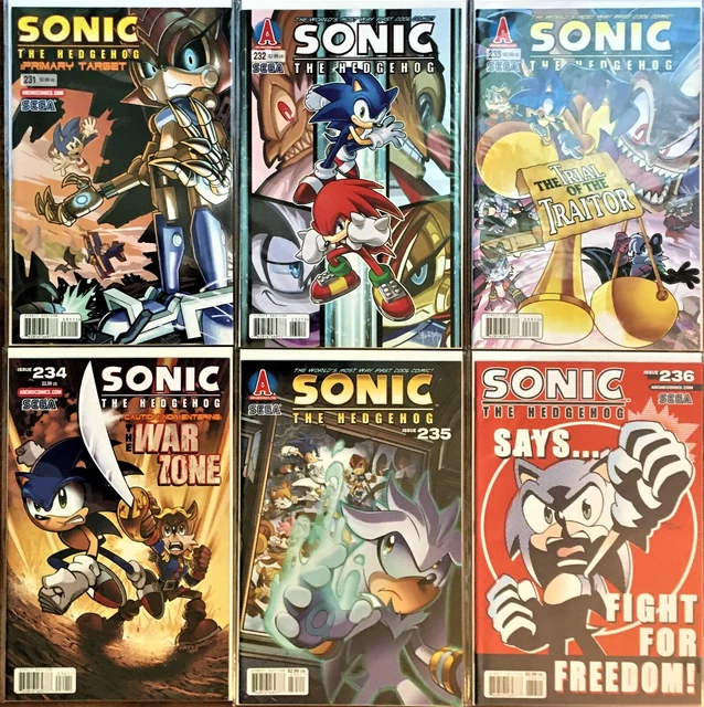 LOT 168 : SONIC The HEDGEHOG Comics #231-236 ~ 2012 emballé et embarqué ...