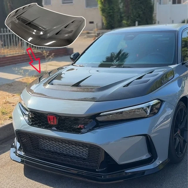 FOR HONDA CIVIC FL5 Type R Carbon FiberVented Cooling Front Bumper Hood ...