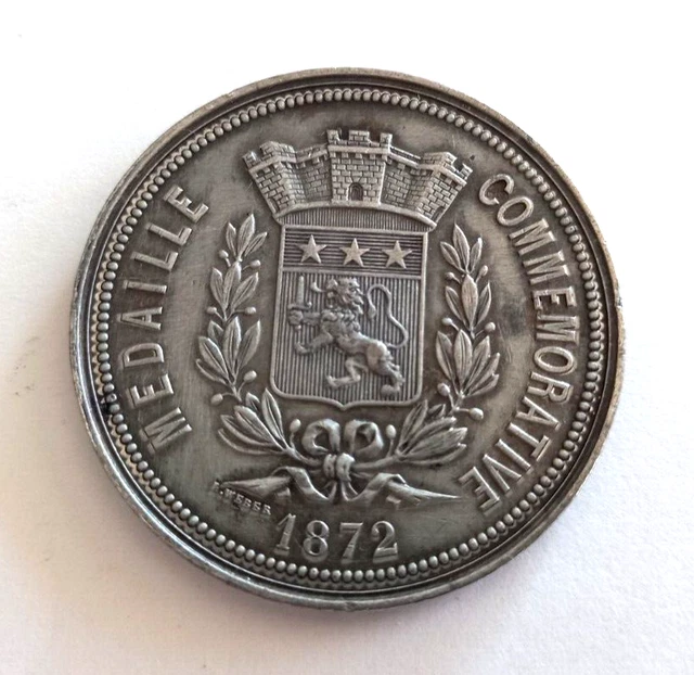 MEDAILLE EN FONTE Exposition Universelle Internationnale Lyon 1872 ...
