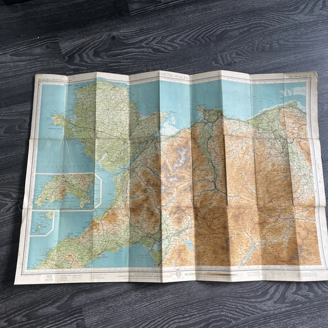 VINTAGE BARTHOLOMEW'S CLOTH Revised Half Inch Contoured Map of North ...