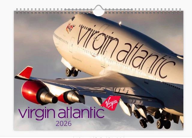 VIRGIN ATLANTIC 2026 WALL A4 Calendar on high quality card Limited ...