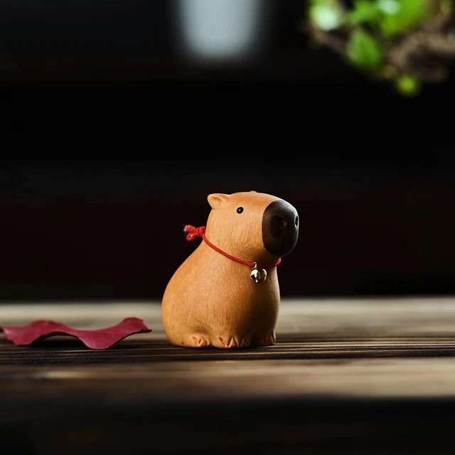 CAPYBARA CUTE ANIMAL Small Model Statue Wood Carving Car Decoration ...