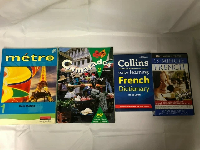 4X LEARNING FRENCH Books 15-Minute French (With 2 CD's) Collins ...