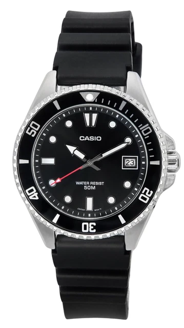 CASIO RESIN STRAP Black Dial Analog Japan Mov't Quartz MDV-10-1A1 50M ...