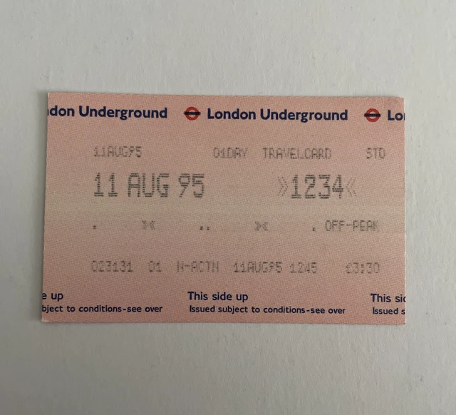 VINTAGE LONDON UNDERGROUND Tube Train Rail 1 Day Travelcard Ticket 11 ...