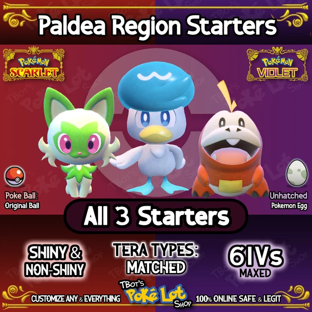 POKEMON VIOLA SCARLATTA Sprigatito Fuecoco Quaxly Lucido 6IV Paldea ...
