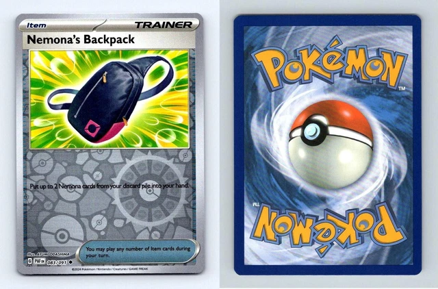 NEMONA'S BACKPACK #83/91 SV Paldean Fates Pokemon 2024 Uncommon Reverse ...