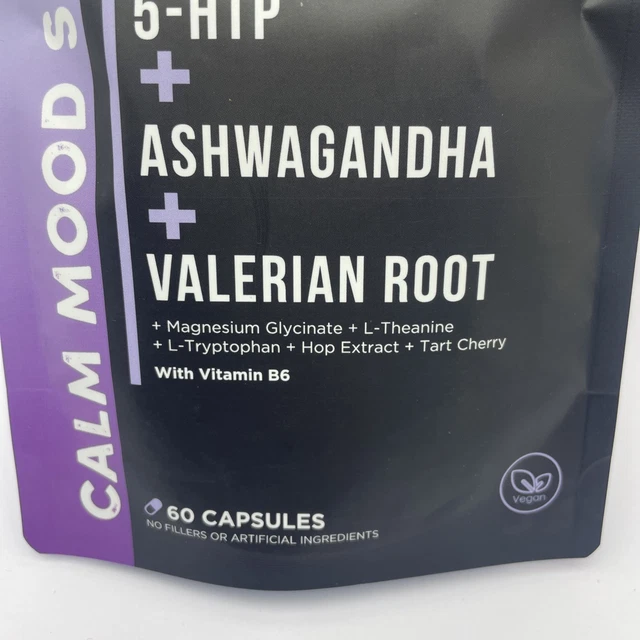 CALM MOOD SLEEP 5 - HTP Ashwagandha valerian root 60 Capsules By Healer ...