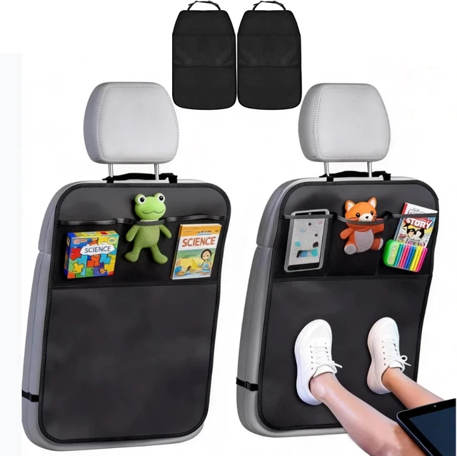 2 PACK X-LARGE Waterproof Kick Mats Backseat Protector with Organize ...