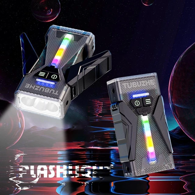 7-COLOR RGB LED Flashlight Magnetic USB-C Rechargeable Waterproof 9CF9 ...