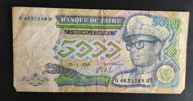 ZAÏRE BILLET DE 5000 Zaïres du 20/05/1988 Pick 37 EUR 7,50 - PicClick FR