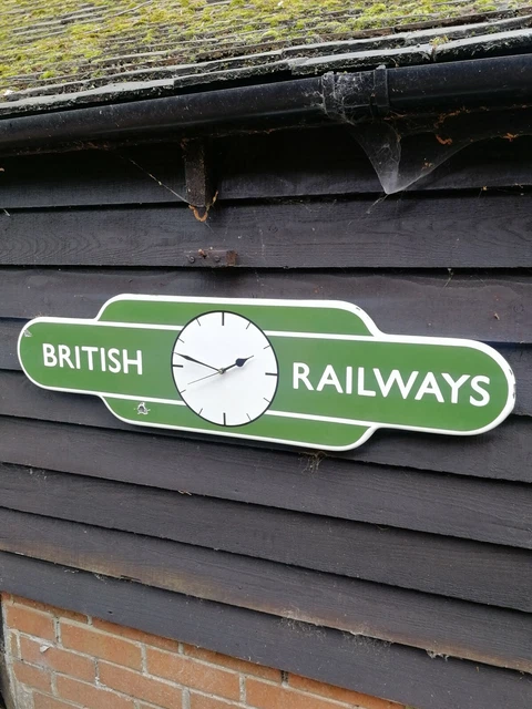 BRITISH RAILWAYS TOTEM enamel sign clock fully flanged BR station clock ...