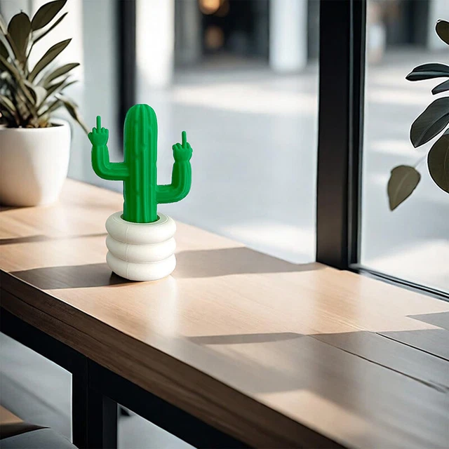 3D PRINTED MIDDLE Finger Cactus Figurine Funny Humor Rebellious Desk ...