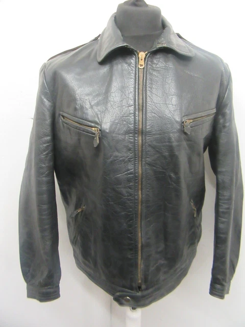 VINTAGE WW2 GERMAN Leather Luftwaffe Bomber Jacket Size M Ritsch + Id ...