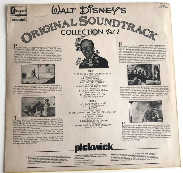 VINTAGE 1976 WALT Disney’s Original Soundtrack Collection Vol. 1 Album ...