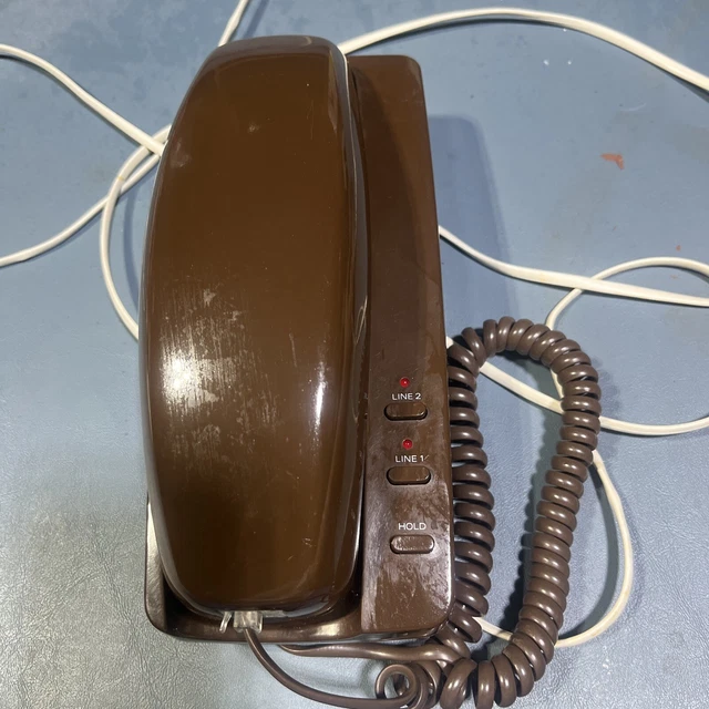 VINTAGE RADIO SHACK Telephone Brown Push Button Model No 43-614 w/ Box ...