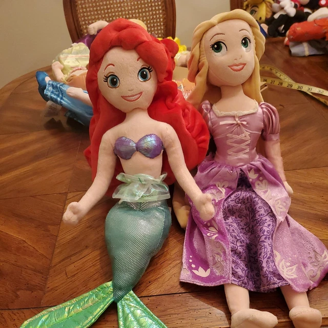 DISNEY STORE ARIEL And Rapunzel. Both dolls are 19" Tall Soft Doll ...