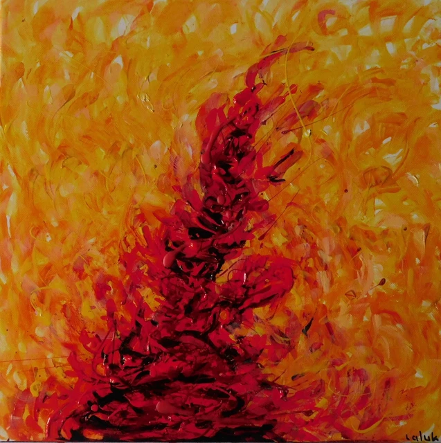 ORIGINAL ABSTRACT mixed media painting, signed by Nalan Laluk ...