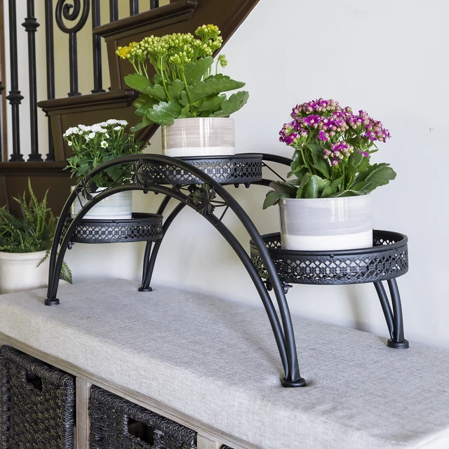 3-TIER WROUGHT IRON Arch Design Plant Stand Garden Patio Decor 3 Flower ...