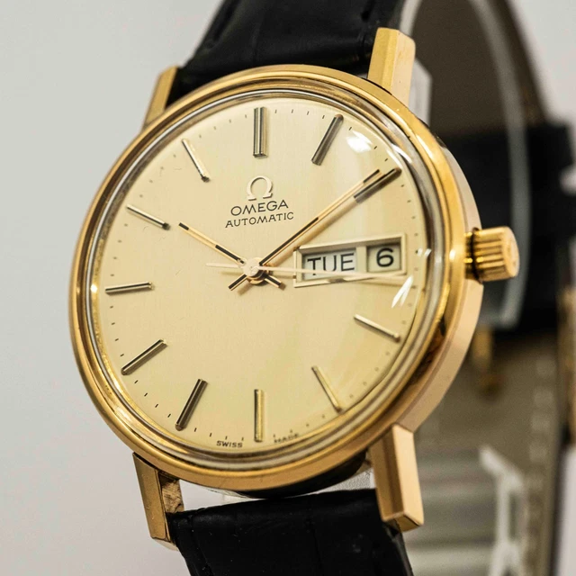 **NEAR MINT** VINTAGE OMEGA Seamaster Cal.1022 Automatic Gold Dial Day ...