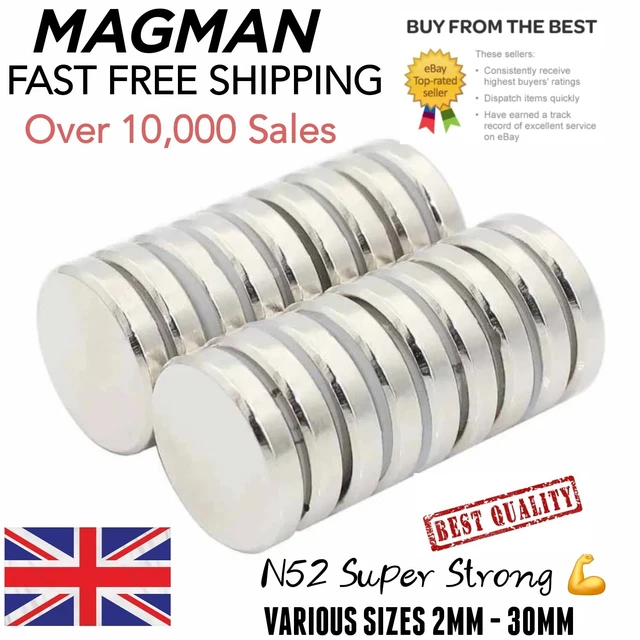 STRONG MAGNETS - Neodymium Magnet - Various Size 2-40mm VERY POWERFUL ...